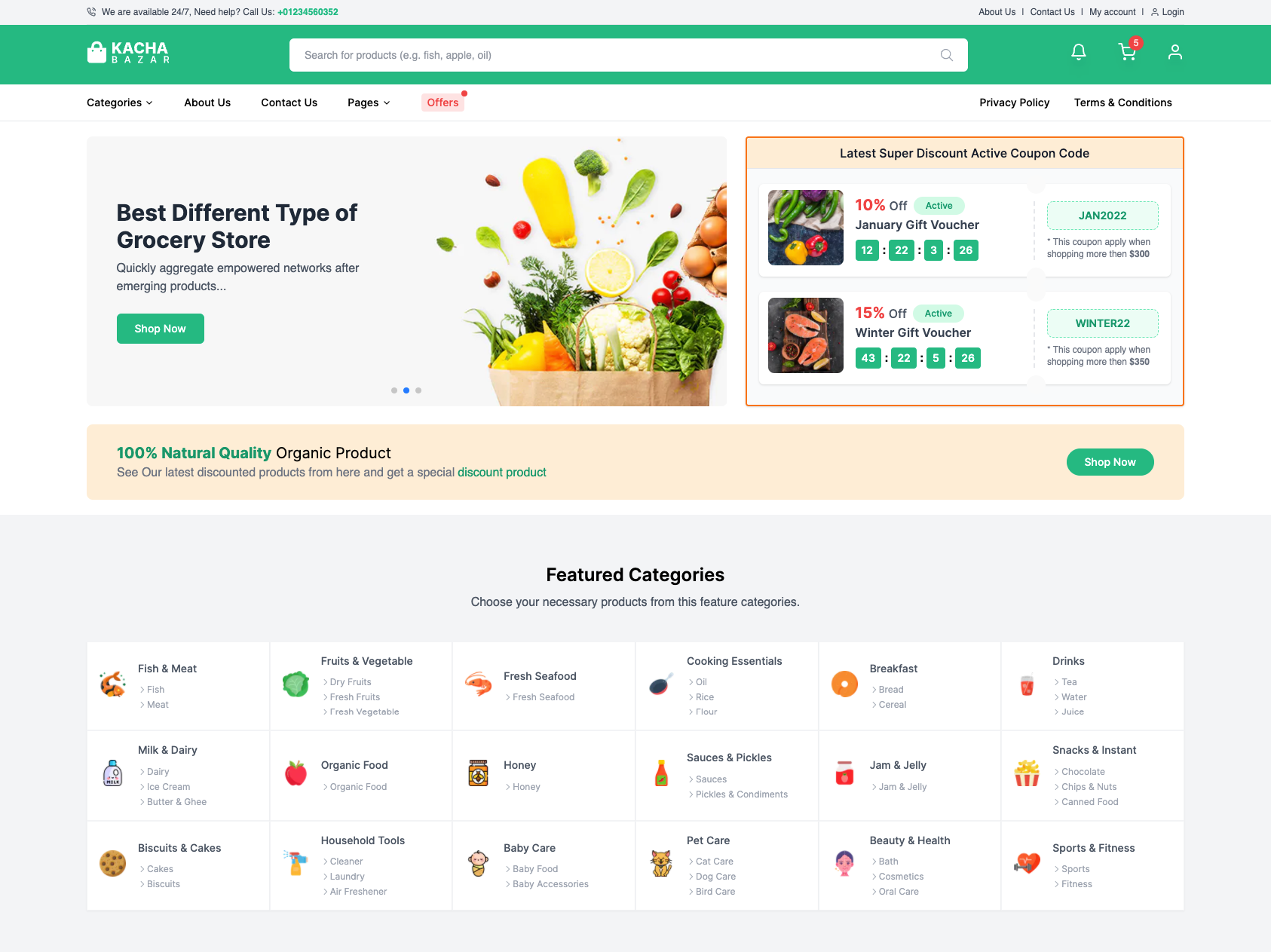 KachaBazar - React Grocery & Organic Food Store eCommerce Template
